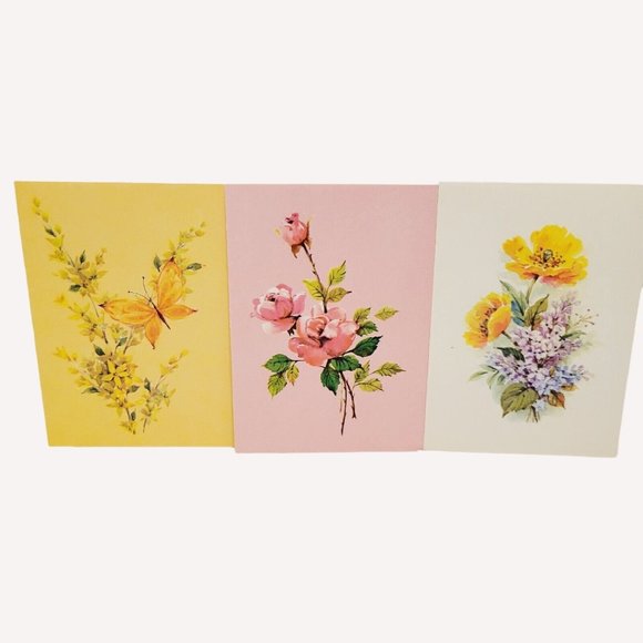 Office | Vintage Lot Of 3 Floral Blank Greeting Cards By Artistic ...